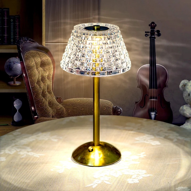Candeeiro De Mesa De Cristal LED Atmosfera Romântica Luz Toque ...