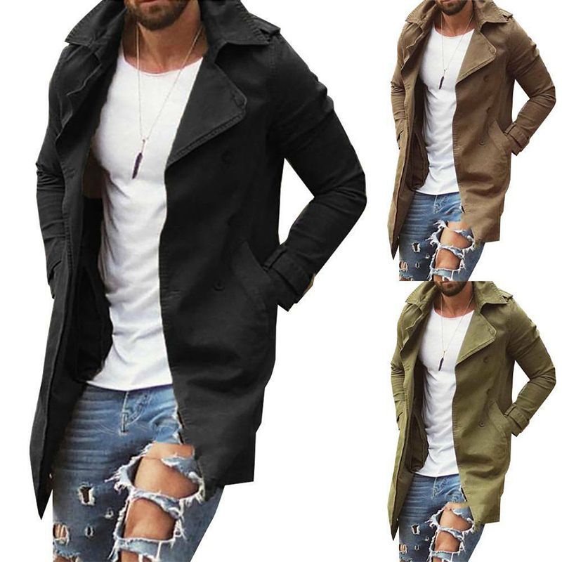 Casaco Quente Outwear Lapela Sobretudo Homem Trench Manga Longa Inverno ...