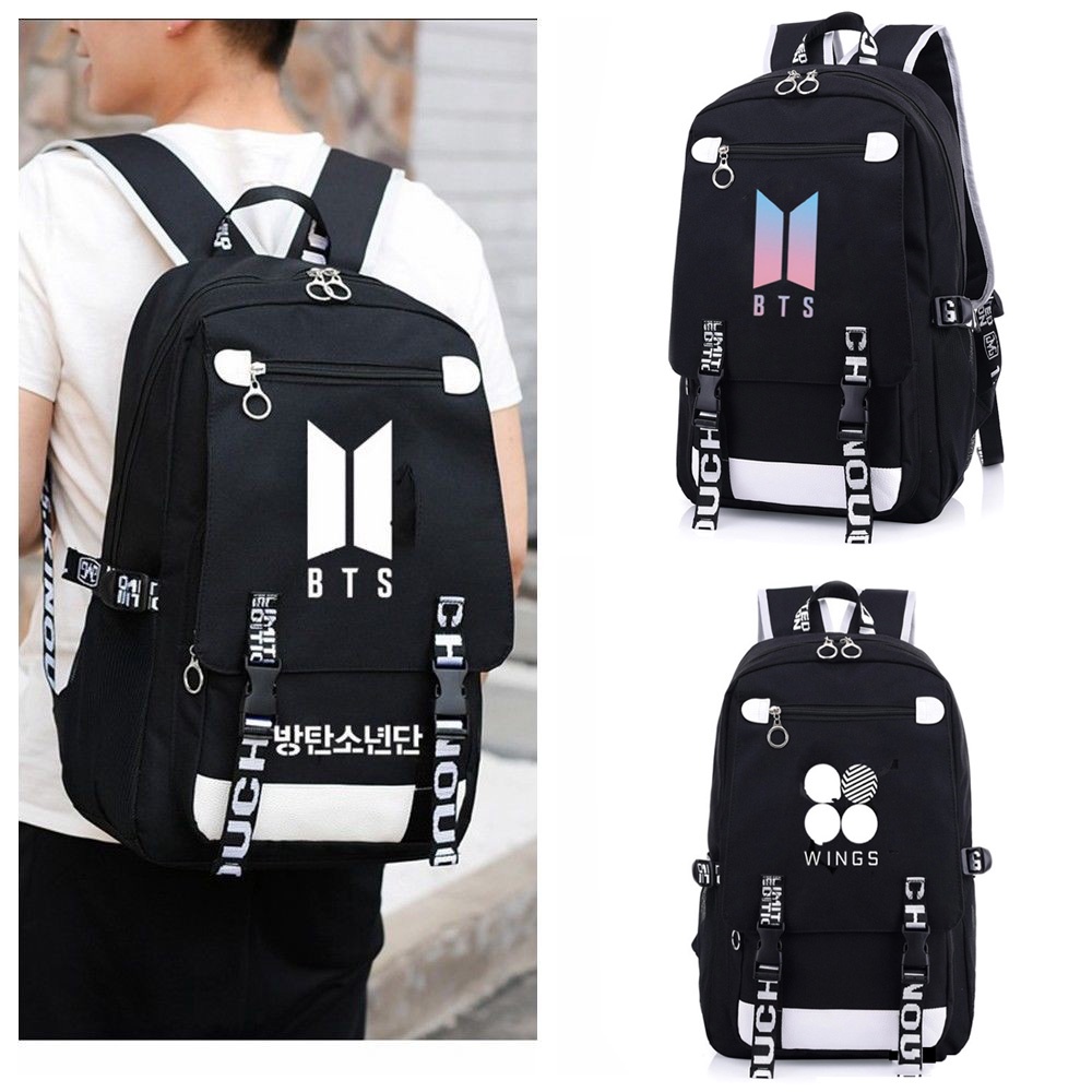 Mochila BTS KPOP Bangtan Boys Novo Logotipo Bolsa Para O Ombro SUGA J ...