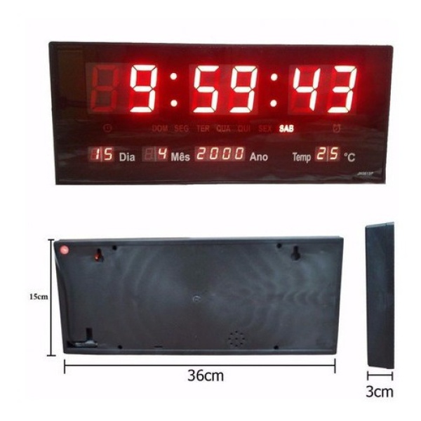 Relógio De Parede Digital Grande Led Para Academia Hospital | Shopee Brasil