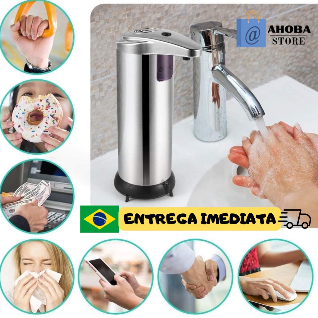 Saboneteira Automática Inox Alcool Gel Sensor 250ml - Prática e ...