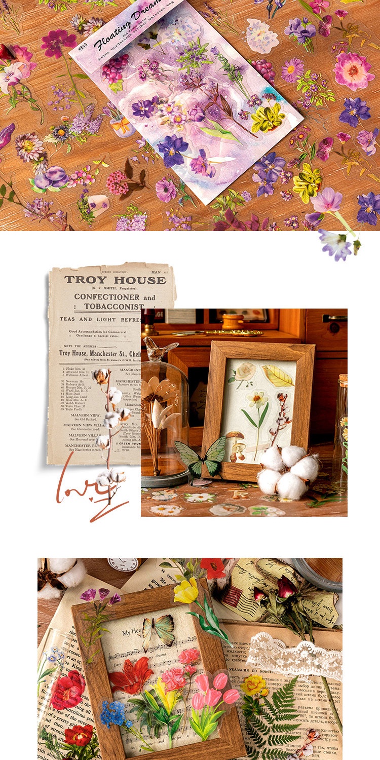 QOUZMO 100pcs/pack Saco Adesivo De material floral [Com O fower Disse ...