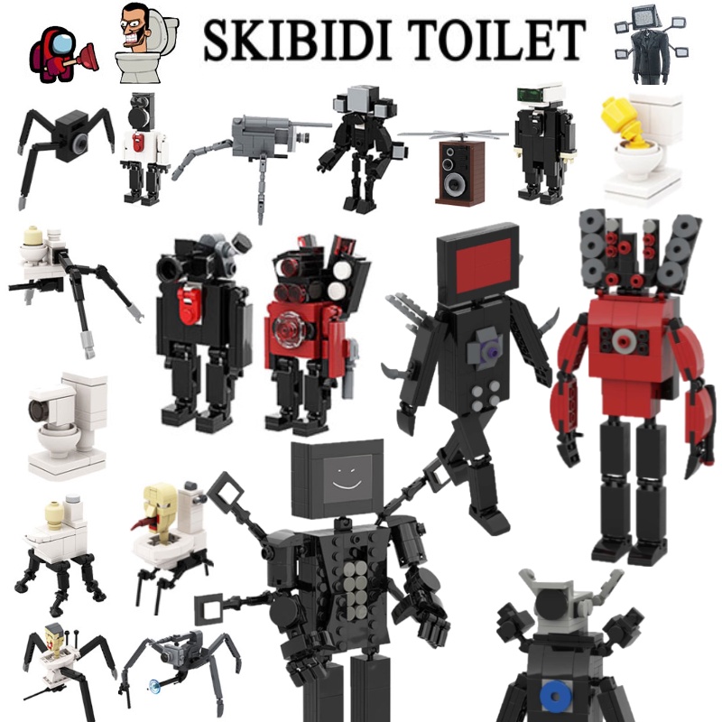 Skibidi Toilet TV Man Vermelho DIY Blocos De Construção Spider Monitor ...