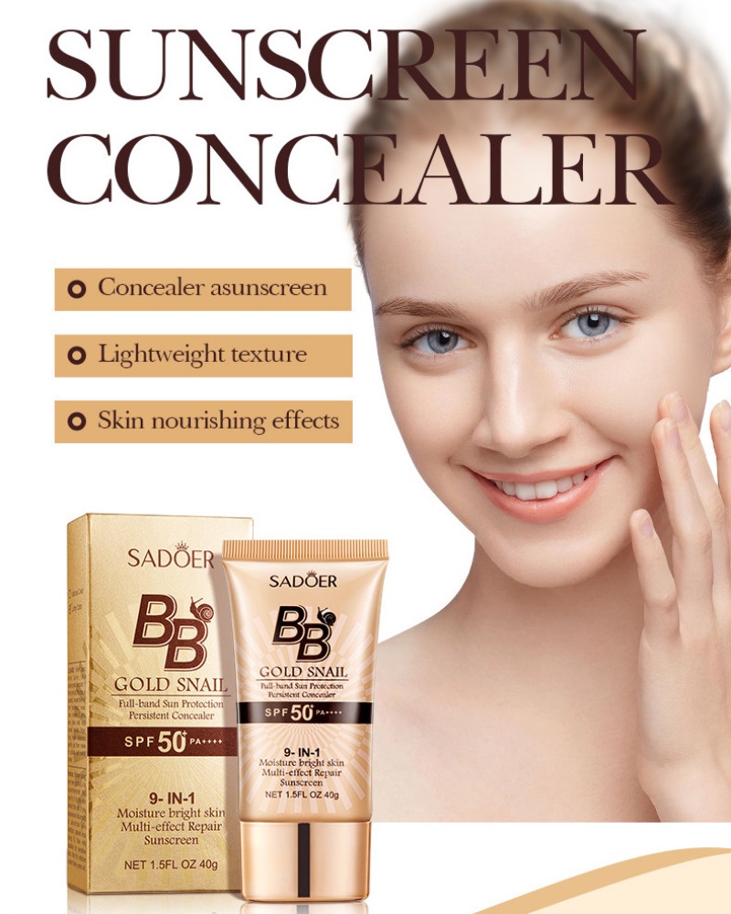 SADOER Gold Snail Protetor Solar BB Cream Base de Maquiagem Corretivo ...