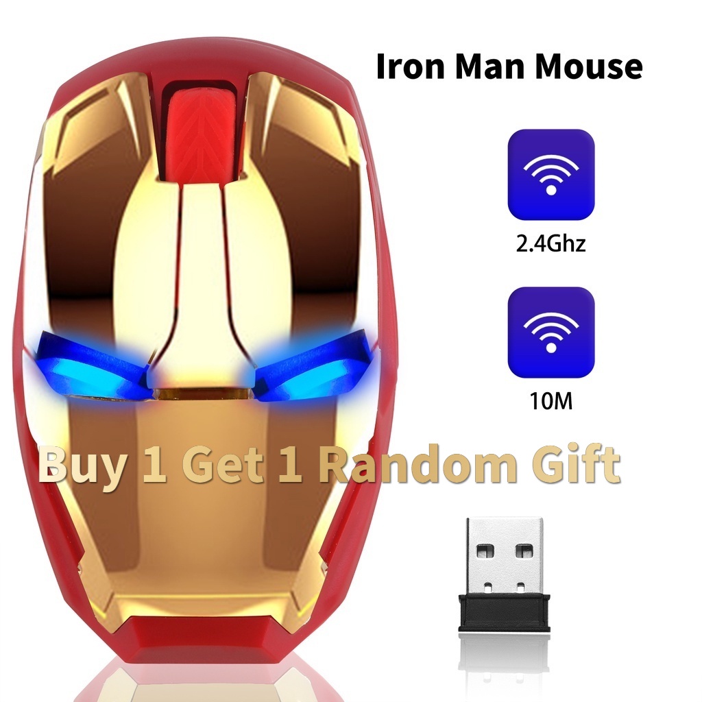 Mouse Sem Fio Marvel Super Hero Computer Iron Man Led Bateria ...