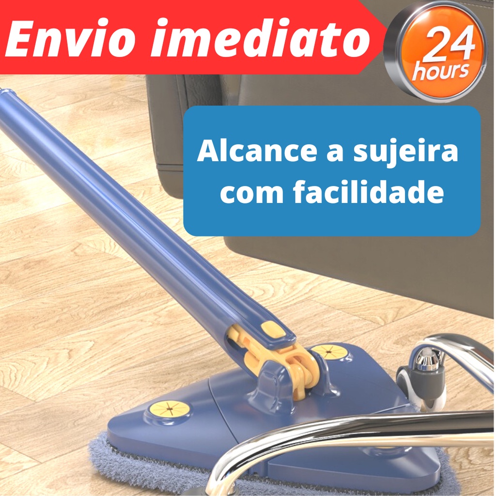 Mop Triangular Esfregão 360° Ajustável Giratório Multiuso Limpeza Piso ...