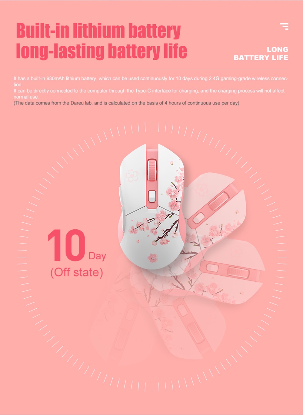 DAREU Dual Modes Gamer Mouse RGB 2.4G Ratos De Jogos Sem Fio Com ...