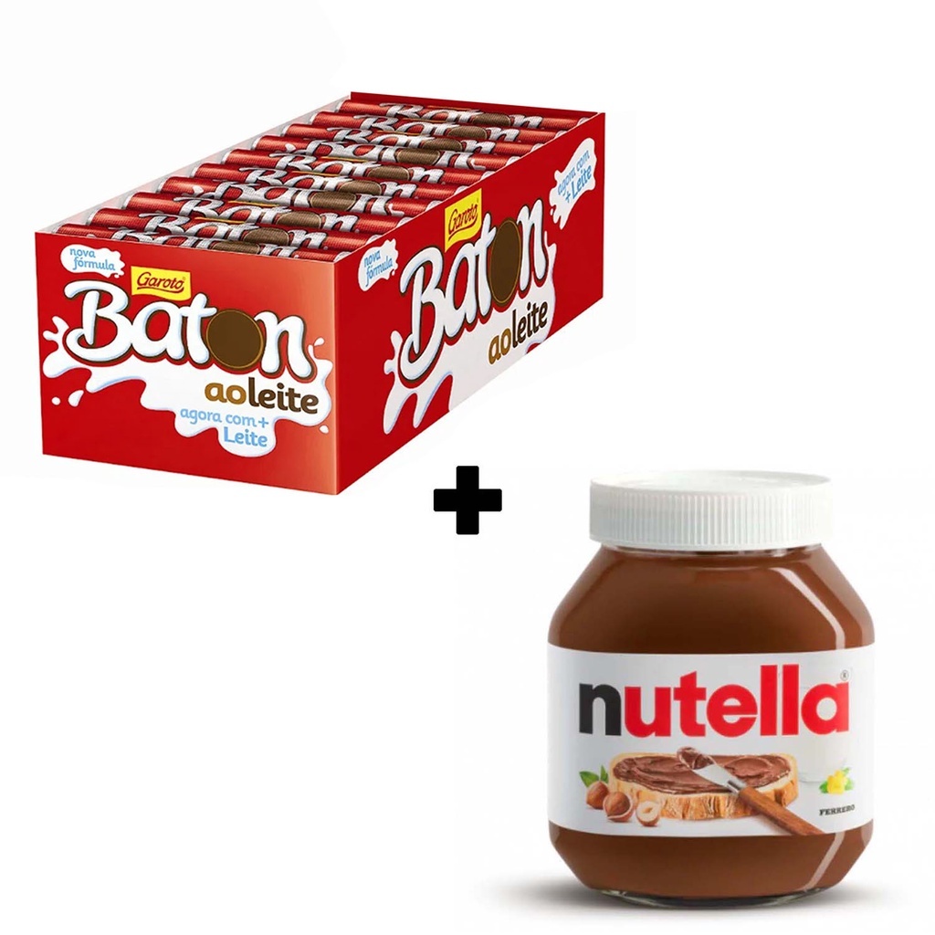 Kit Baton Ao Leite Display com 30 Unidades 16g + Nutella 140g | Shopee ...