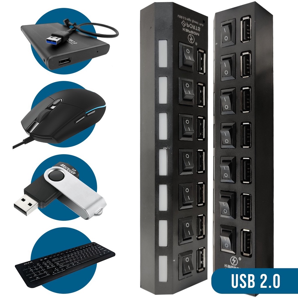 Hub USB 7 Portas Aumente sua Conectividade Design Compacto para uma ...