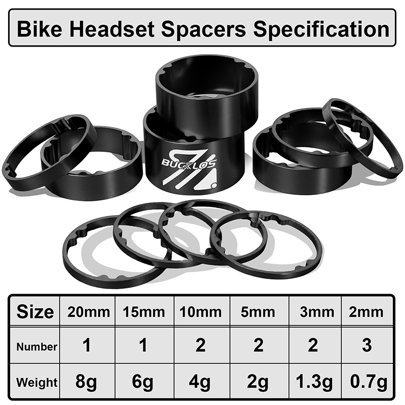 BUCKLOS Bike Headset 28.6mm Stem MTB Liga de Alumínio Espaçador de ...