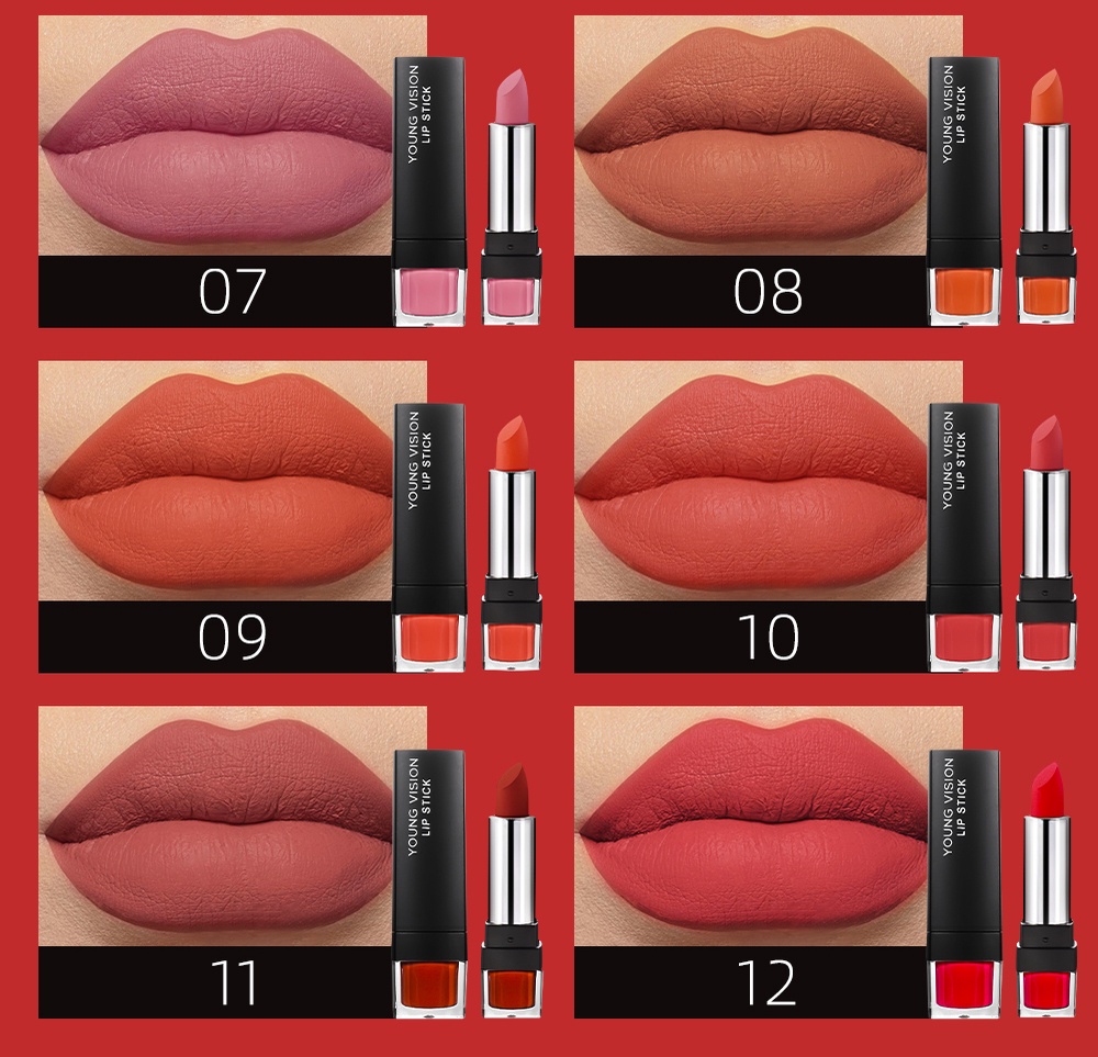 Matte Matte 12 Cores Batom Único Veludo Batom Não Pegajoso | Shopee Brasil