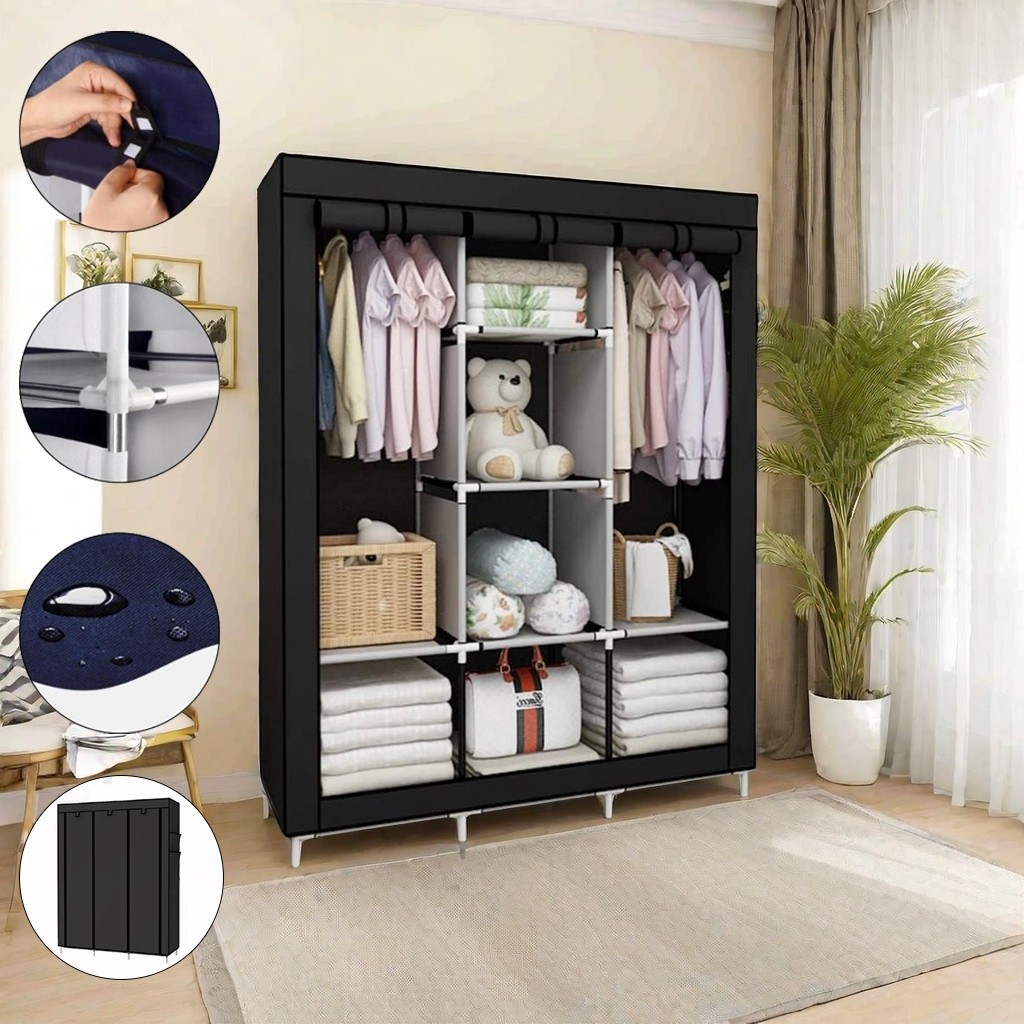 Guarda Roupa Dobrável Armário Inteligente - Preto | Shopee Brasil