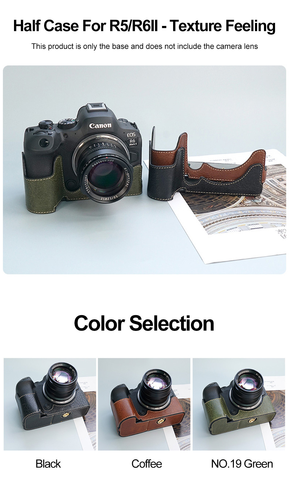 Câmera Do Plutônio Meia Caso Para Canon R5 R6II R62 Retro Couro Protetor Base Saco Capa R6 ...