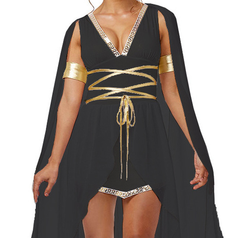 Deusa Grega Preto Branco Vestido Para Mulher Adulto Tradicional Sexy Grécia Roma Halloween ...