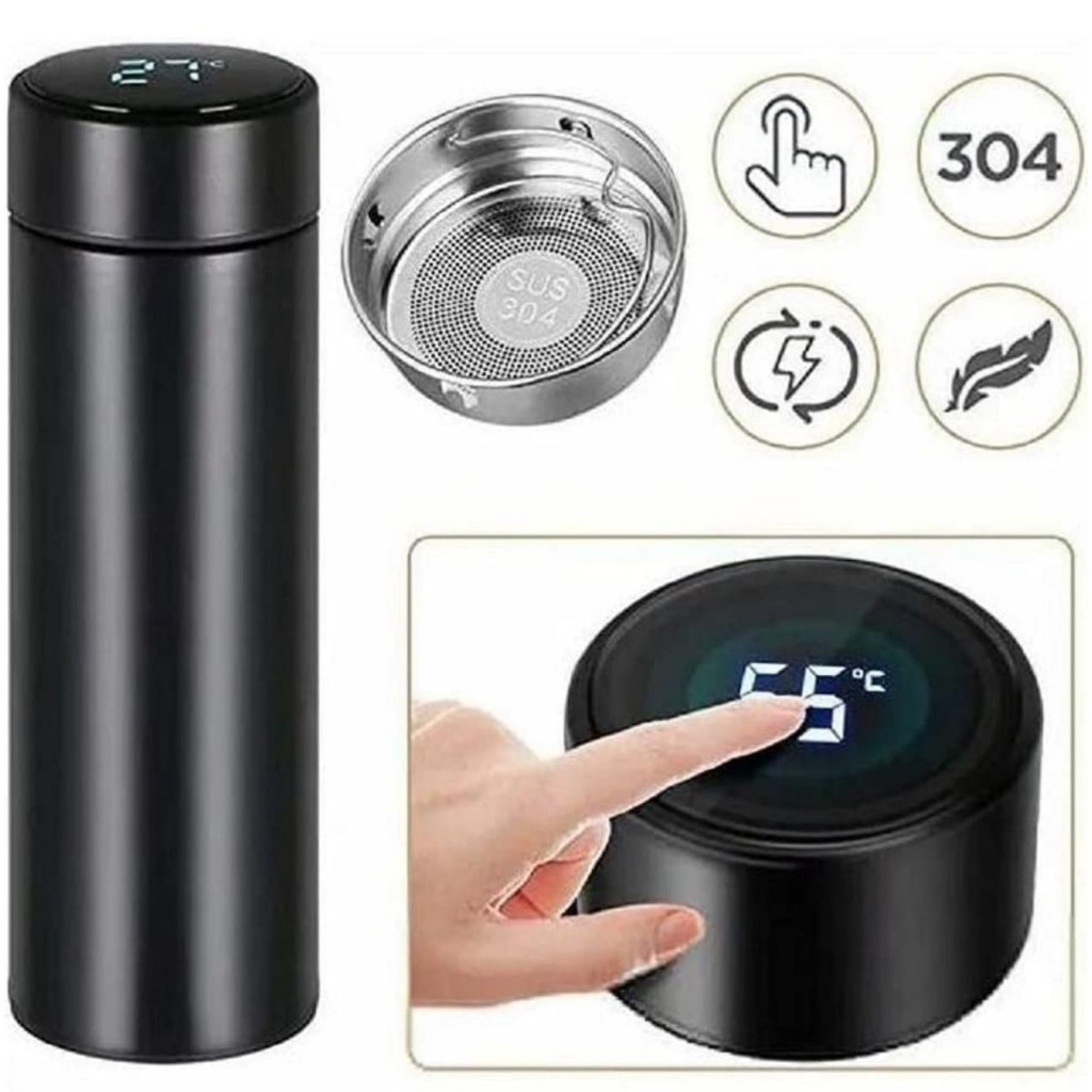 Normal - Garrafa Térmica com LED e Termômetro (500ml) - Preto | Shopee ...