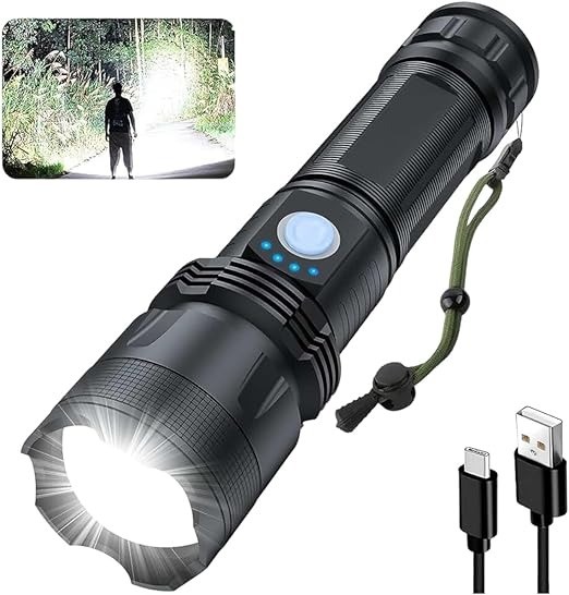 Lanterna Tática P50 Militar Super Potente Led Recarregável USB Com Zoom Longo Alcance 2000lumens ...