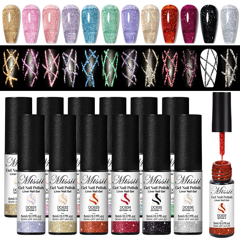 MTSSII 5ml Gel Liner Glitter Semipermanente Brilhante Intenso Linha ...
