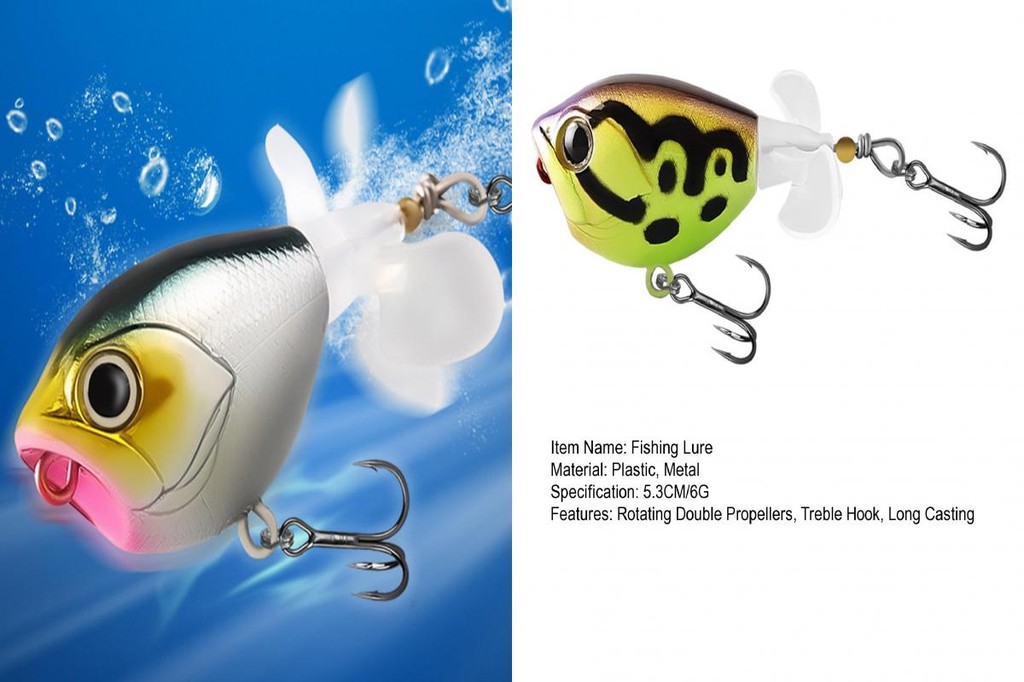 Fishing Lure with Carbon Steel Fishhook Realistic Bait Topwater Double ...