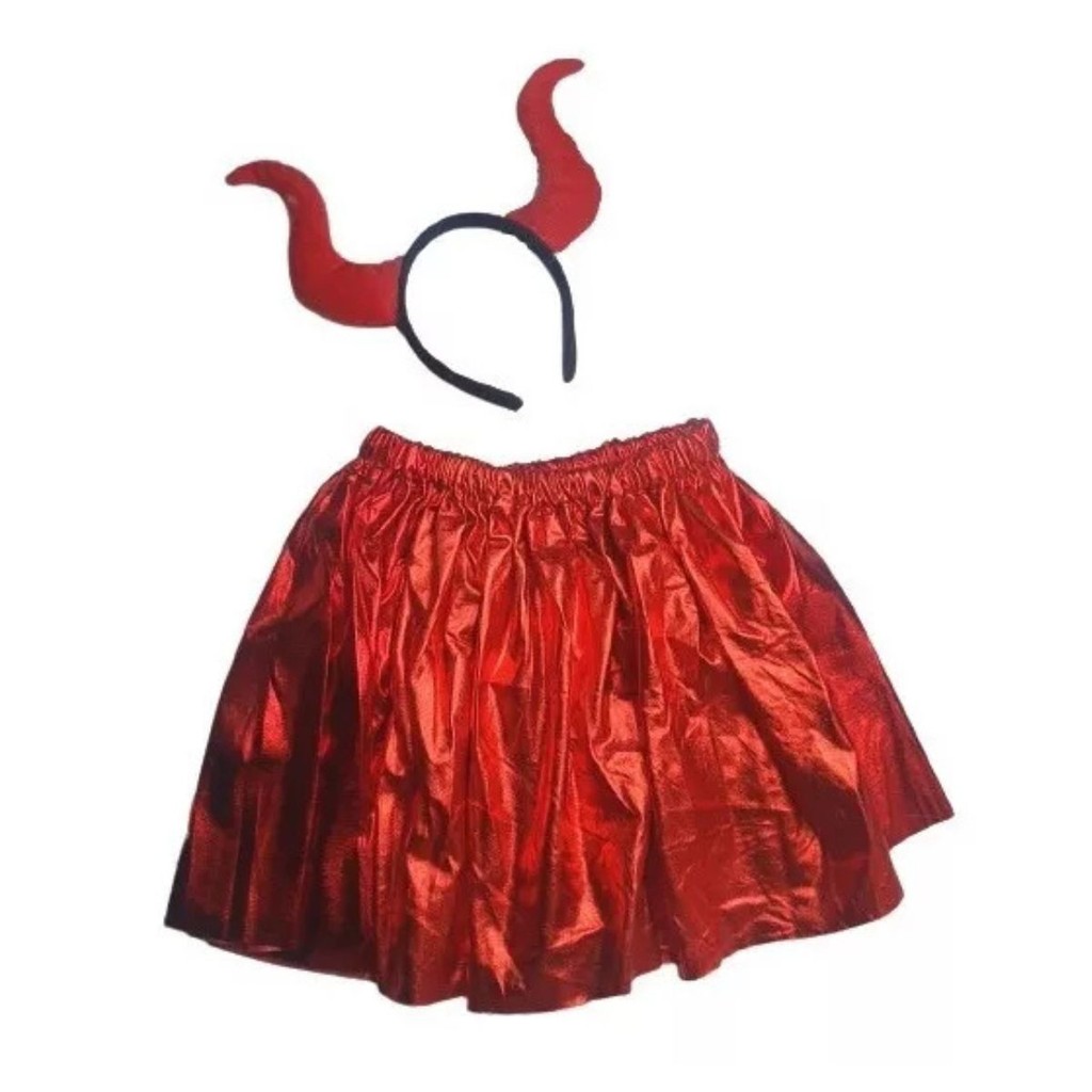 Fantasia Diabinha Infantil Completa - Kit Carnaval com Tiara e Saia ...