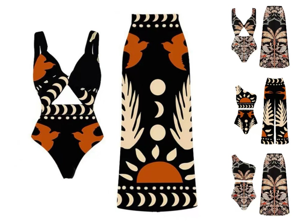 Moda feminino festa de praia maiô Vestido biquíni com bojo com saia ...