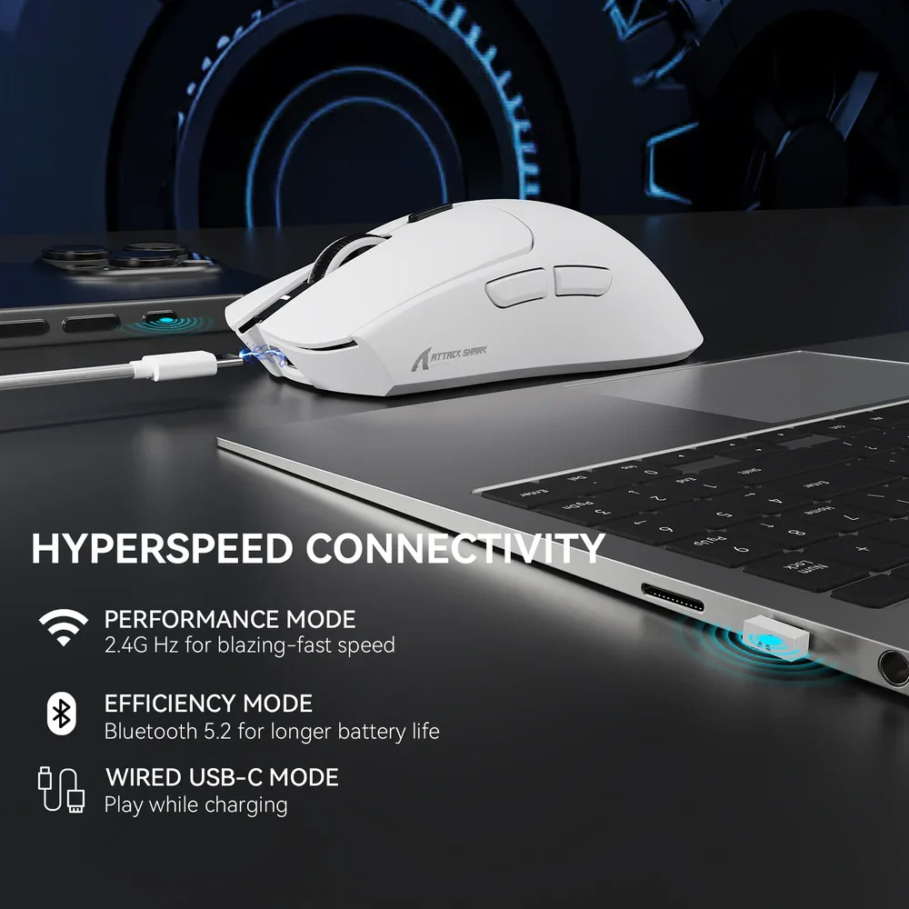 Mouse Para Jogos Sem Fio ATTACK SHARK X1 Com Base De Carregamento RGB PAW3395 PRO Sensor 40K DPI ...