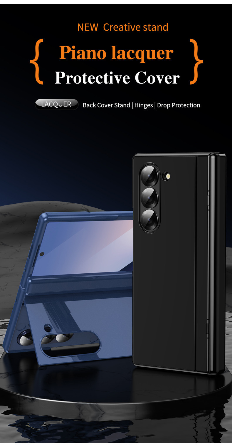 Para Samsung Galaxy Z Fold 6 5 Caso Duro PC ELVEV Brilhante Lacado Anti-Queda Suporte Capa Com ...