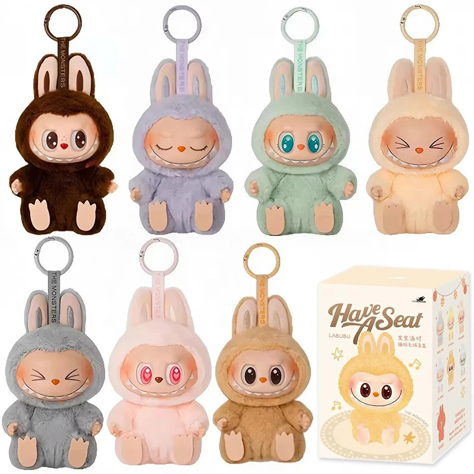 Anime Figura Labubu Blind Box Tem Um Assento Série Vinyl Pendant Doll ...
