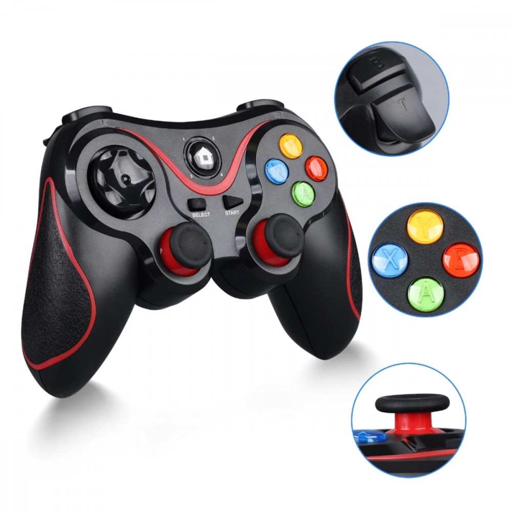 Controle Gamer Sem Fio com Suporte Celular Joystick Bluetooth 2.4G ...