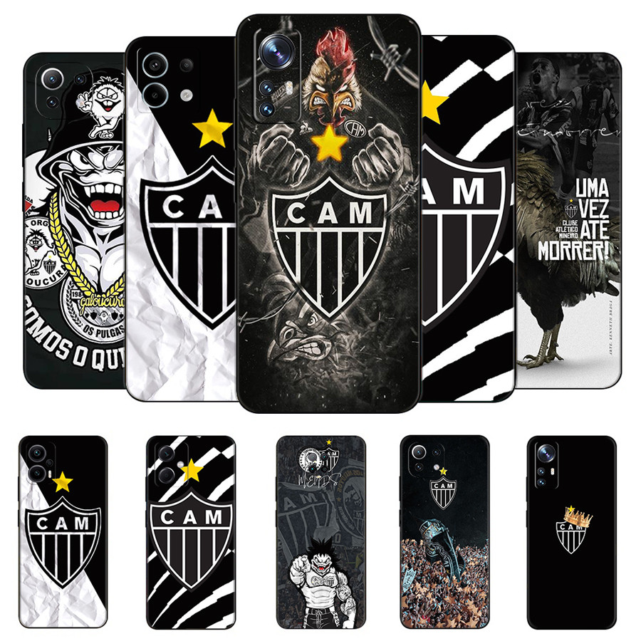 GS5 Atlético Mineiro Para Xiaomi POCO X6 Pro 12 12X Mi 8 Lite TPU Capa Protetora Preta Macia ...