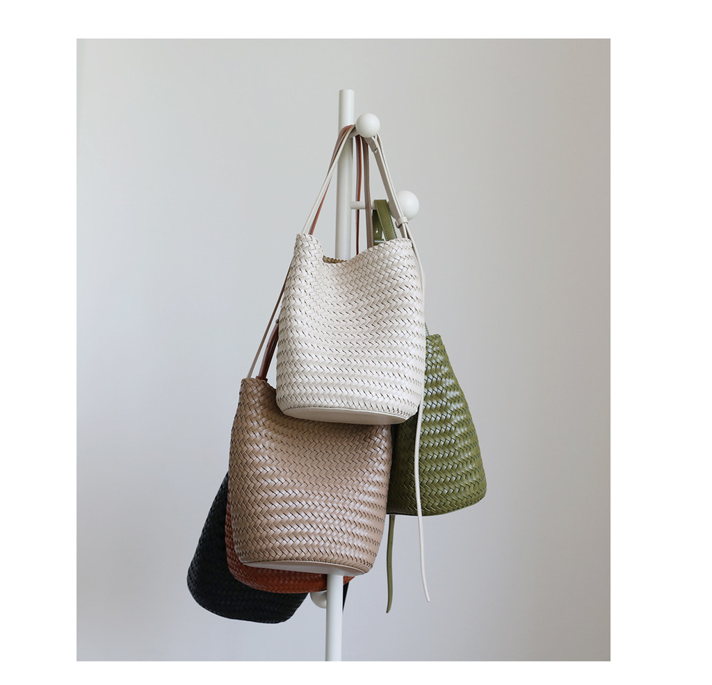 Bolsa tecida à mão feminina nicho High-End Casual balde saco francês ...