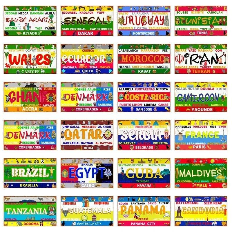 Placas Decorativas De Países Placa De Licença Metal Estanho Sinal Para ...