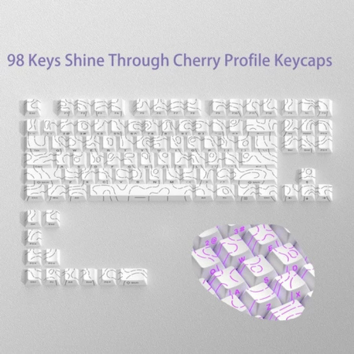 Topográfico Shine-Through Cereja Profile PBT Side Print Dye-sub Keycap ...