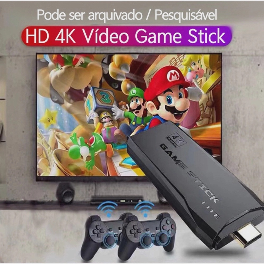 Gamestick HDMI sem Fio 4K com 10000 jogos 2 controles | Shopee Brasil