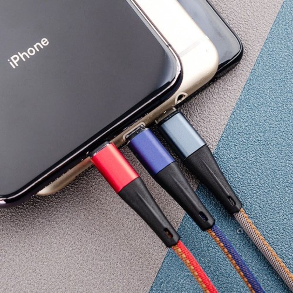 Cabo Multi USB 3 em 1 (USB Tipo C, Micro USB e iPhone USB) | Shopee Brasil