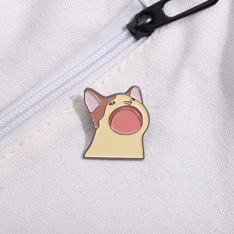 Broche de Gato Fofo com Boca Aberta Personalizado Kawaii Pins para ...
