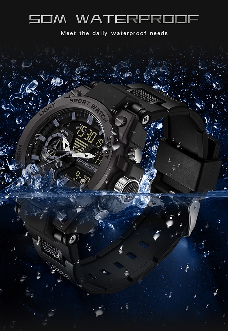 Sanda Men's Digital Fashion Waterproof Relógio Eletrônico ...