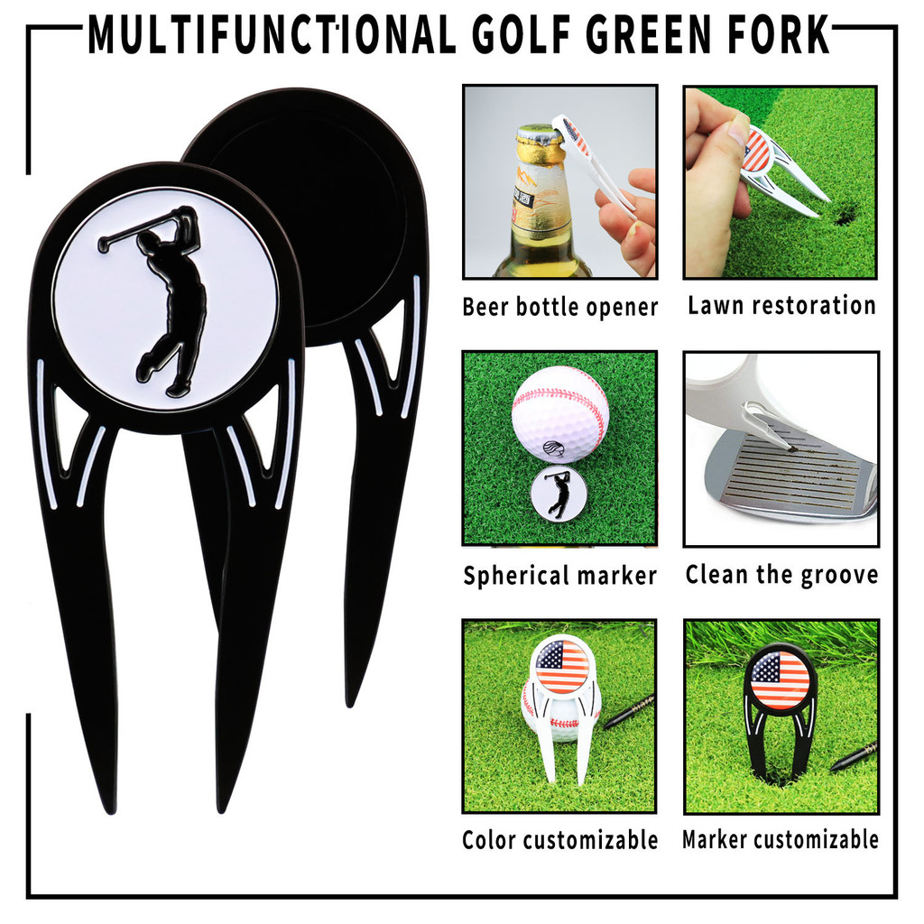 Multifunctional 4 In 1 Golf Accessories Green Fork Metal Ball Fork ...