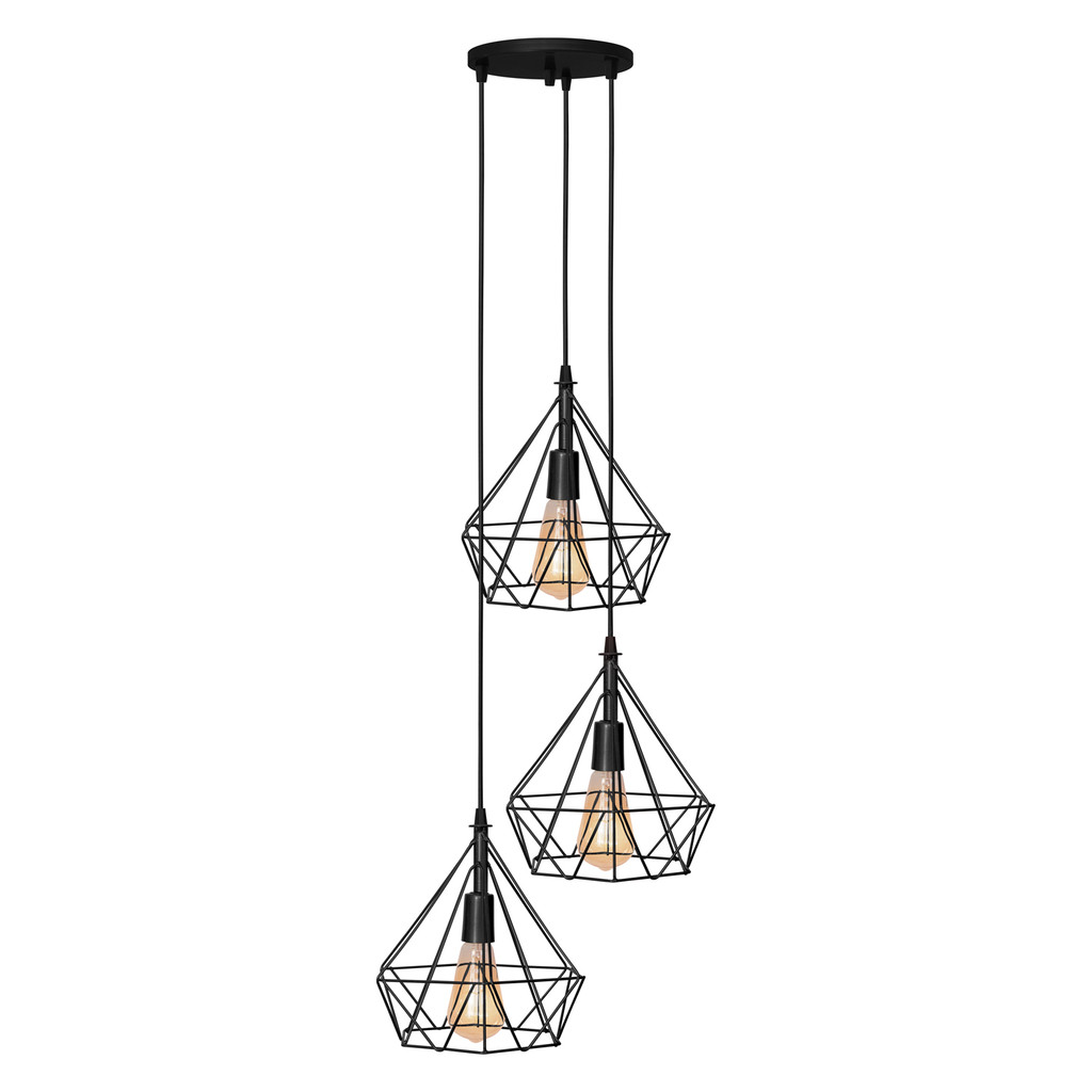Decore Seu Ambiente com o Lustre Pendente Pirâmide Triplo Preto ... Decore Seu Ambiente com o Lustre Pendente Pirâmide Triplo Preto ...
