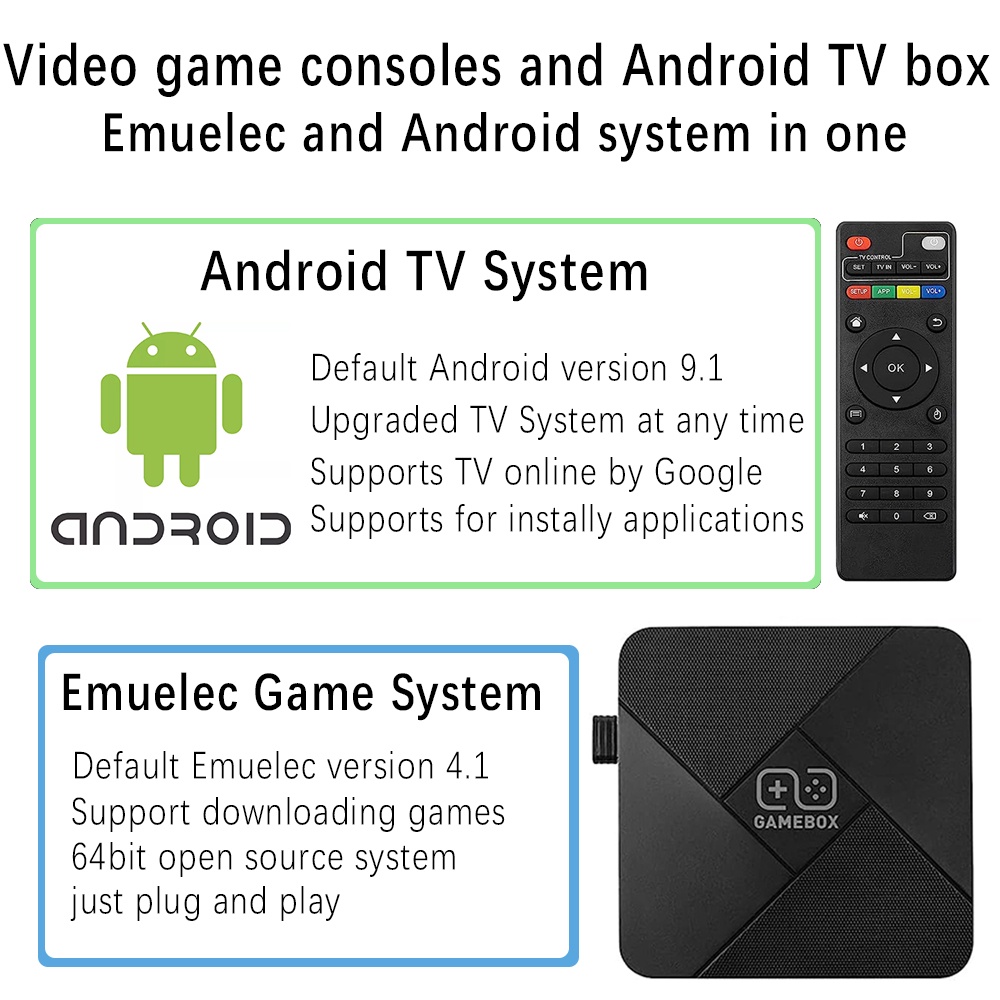 Console De Vídeo Game 4K 50000 Jogos Emuelec 40 Emulador Clássico Retro Machine Android Smart TV ...