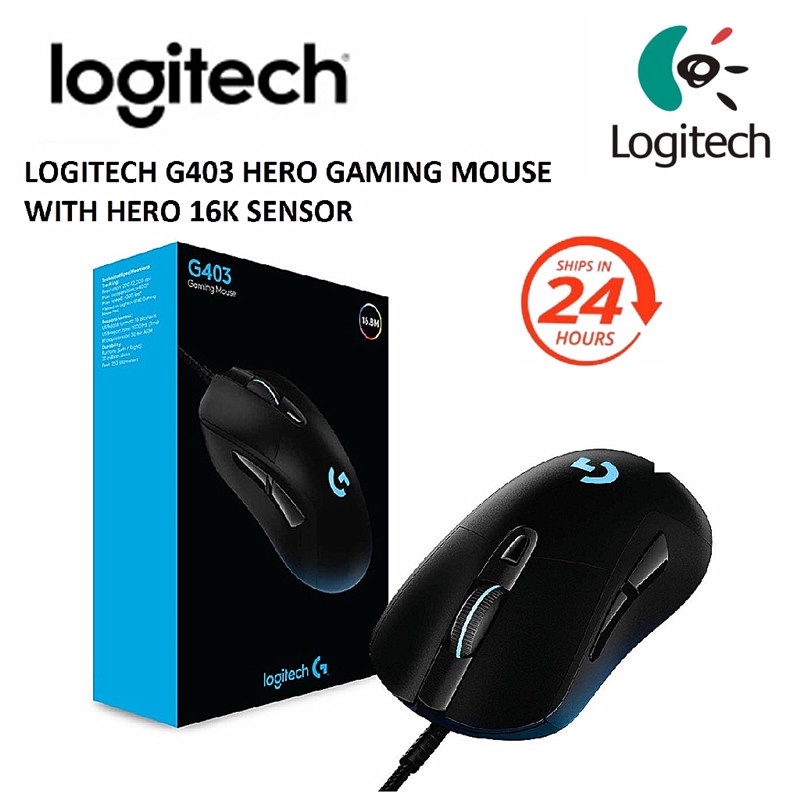Rato Logitech G403 De Jogo Herói RGB Com Fio 12000DPI Para Mouse Gamer - Faz a Boa!