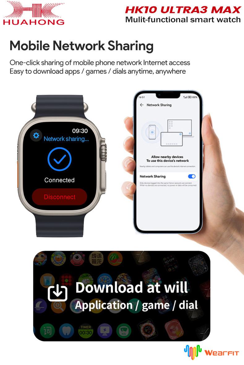 HK10 Ultra 3 MAX SmartWatch 4GB ROM AI Robô AMOLED ChatGPT NFC Bússola GPS 3DMenu Música ...