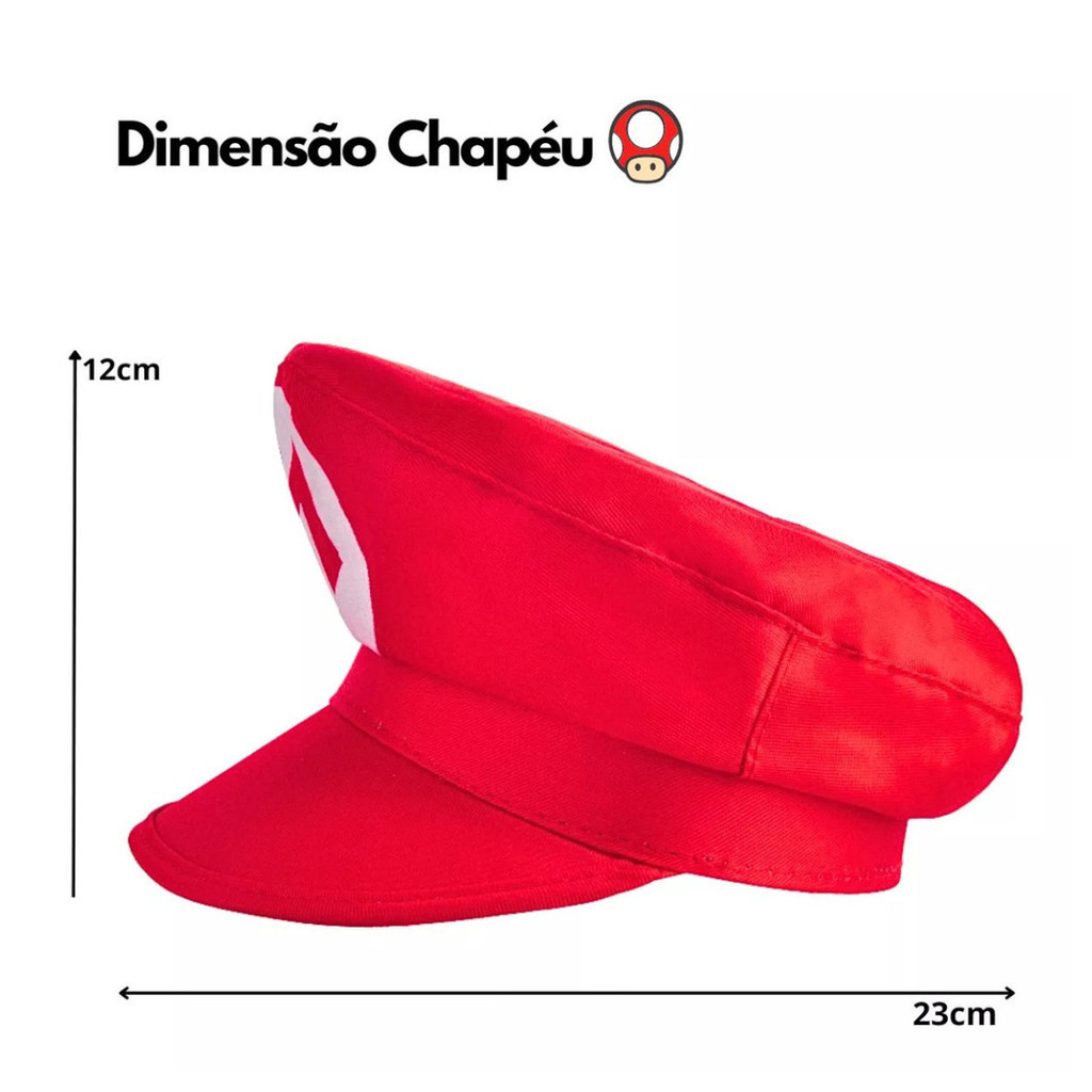Boina Chapéu Touca Gorro Do Super Mário Cosplay Fantasia Carnaval ...