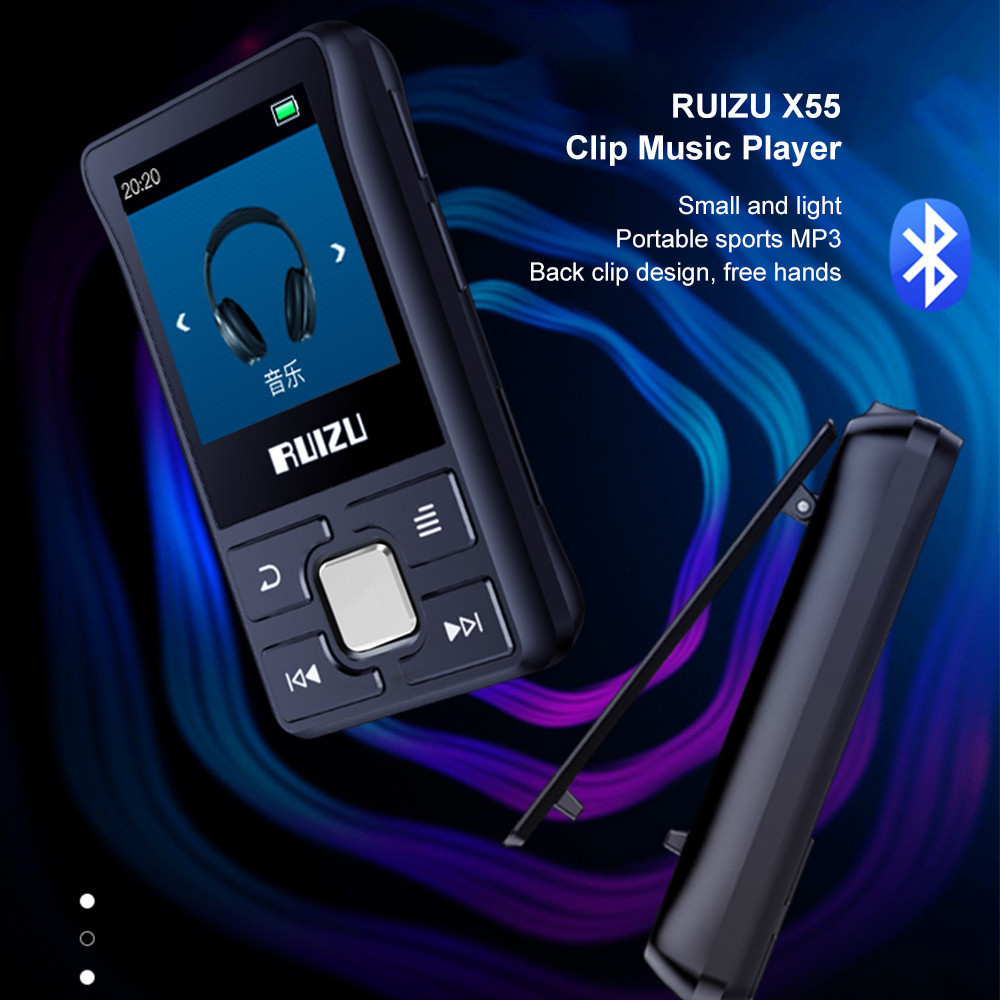 Uareliffe RUIZU X55 MP3 Player Com Mini Clipe Bluetooth5.0 Suporte Para ...