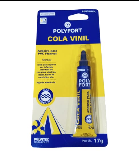 Polyfort cola vinil, adesivo para PVC flexível 17g | Shopee Brasil