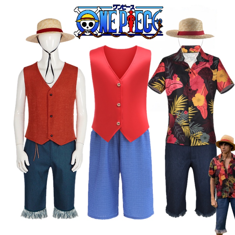 Anime One Piece Luffy Real-life Movie Cosplay Costume Floral Shirt ...