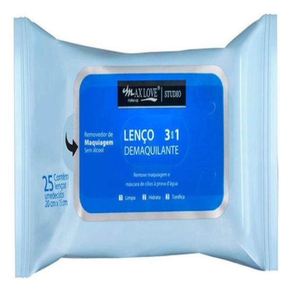 Max Love 3 em 1 - Lenço Demaquilante (25 Unidades) | Shopee Brasil