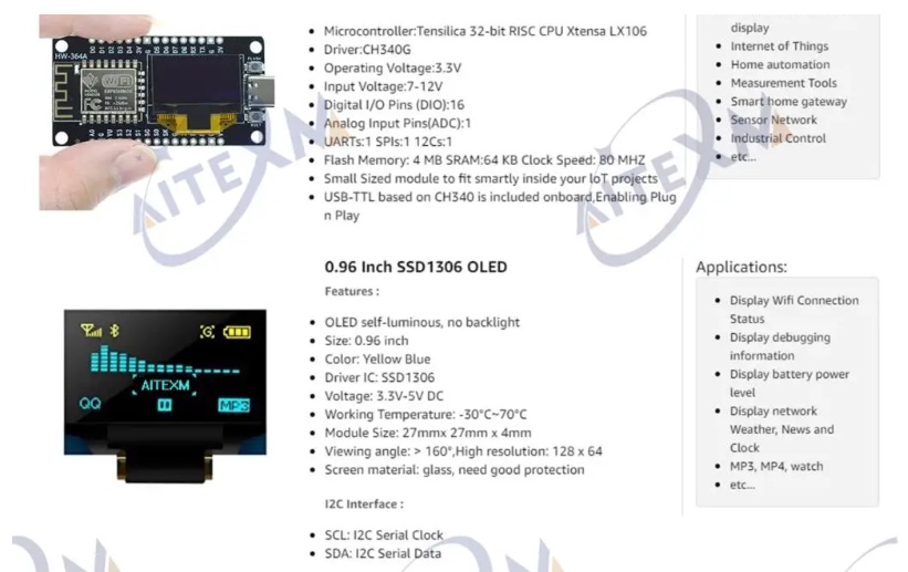 Placa De Desenvolvimento NodeMCU ESP8266 V3 Com Visor OLED De 0,96 ... Placa De Desenvolvimento NodeMCU ESP8266 V3 Com Visor OLED De 0,96 ...