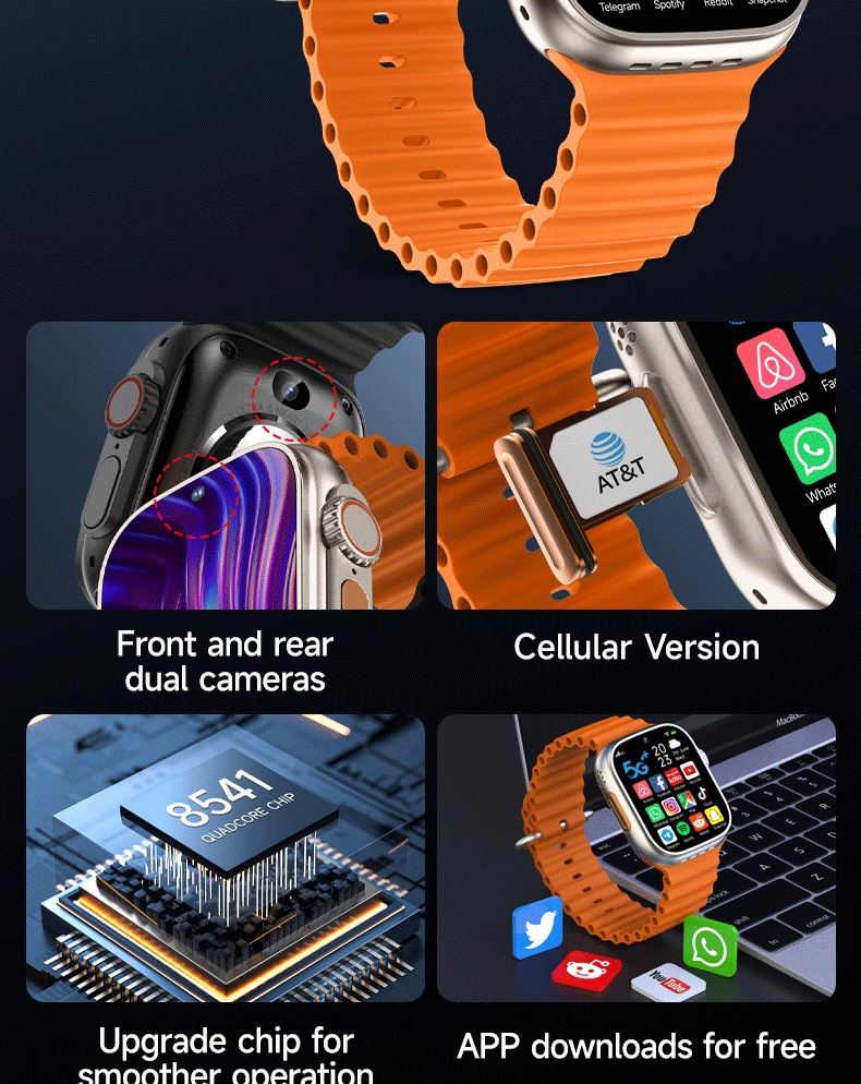 S9 ultra SmartWatch Com CHIP Para Cartão SIM GS37 Ultra Android 4G Dual ...