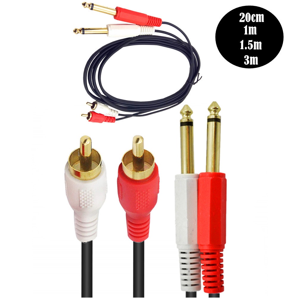 Cabo de Conversão de Sinal 6,5 RCA Cabo de Áudio Duplo 6,35 para Duplo ...