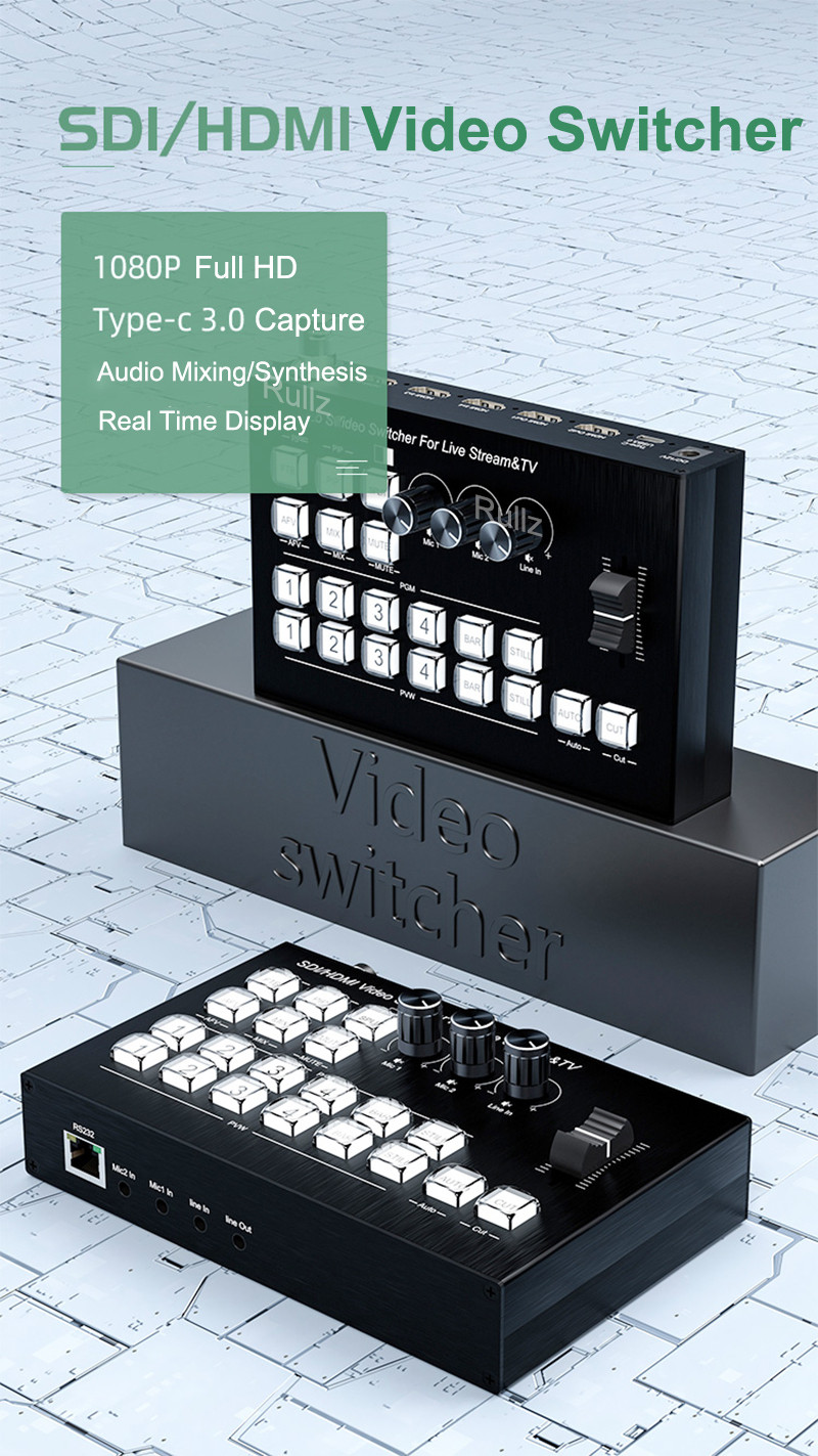 SDI HDMI Video Switcher Multi Câmera Estação De Transmissão De Produção ...